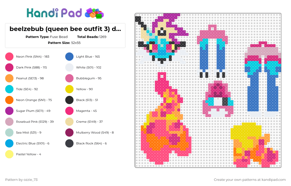 Beelzebub (queen bee outfit 3) dangle! Fuse Bead Pattern - Kandi Pad ...