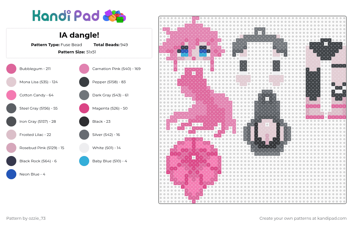 IA dangle! Fuse Bead Pattern - Kandi Pad | Kandi Patterns, Fuse Bead ...