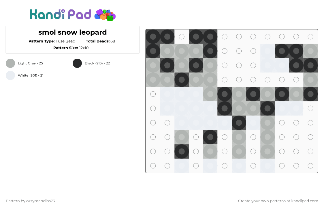 Smol snow leopard Fuse Bead Pattern - Kandi Pad | Kandi Patterns, Fuse ...