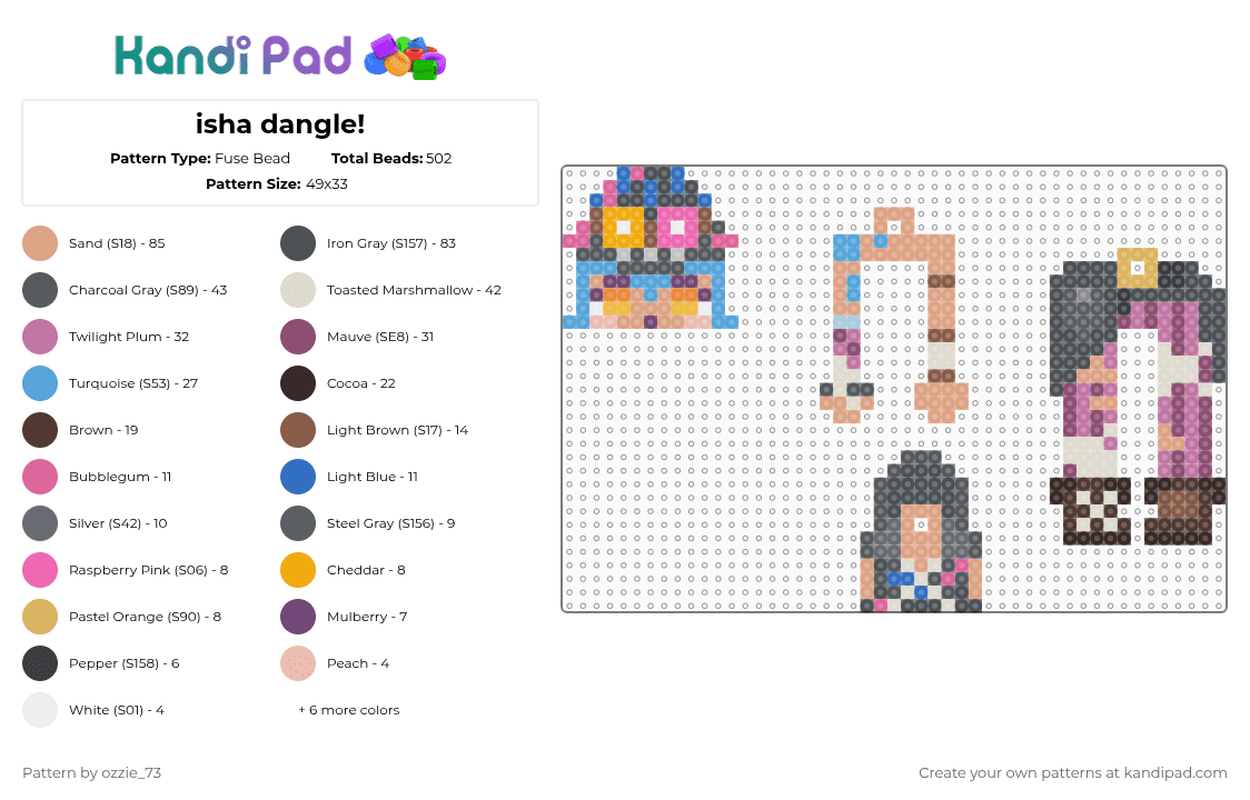 Isha dangle! Fuse Bead Pattern - Kandi Pad | Kandi Patterns, Fuse Bead ...