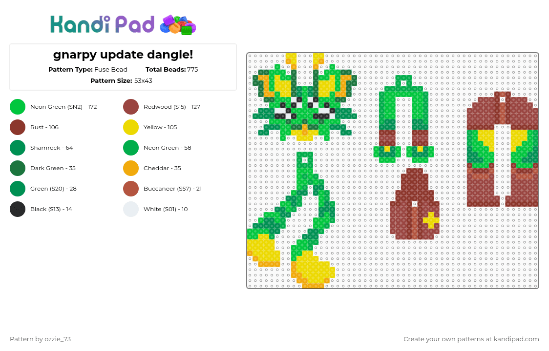 Gnarpy update dangle! Fuse Bead Pattern - Kandi Pad | Kandi Patterns ...