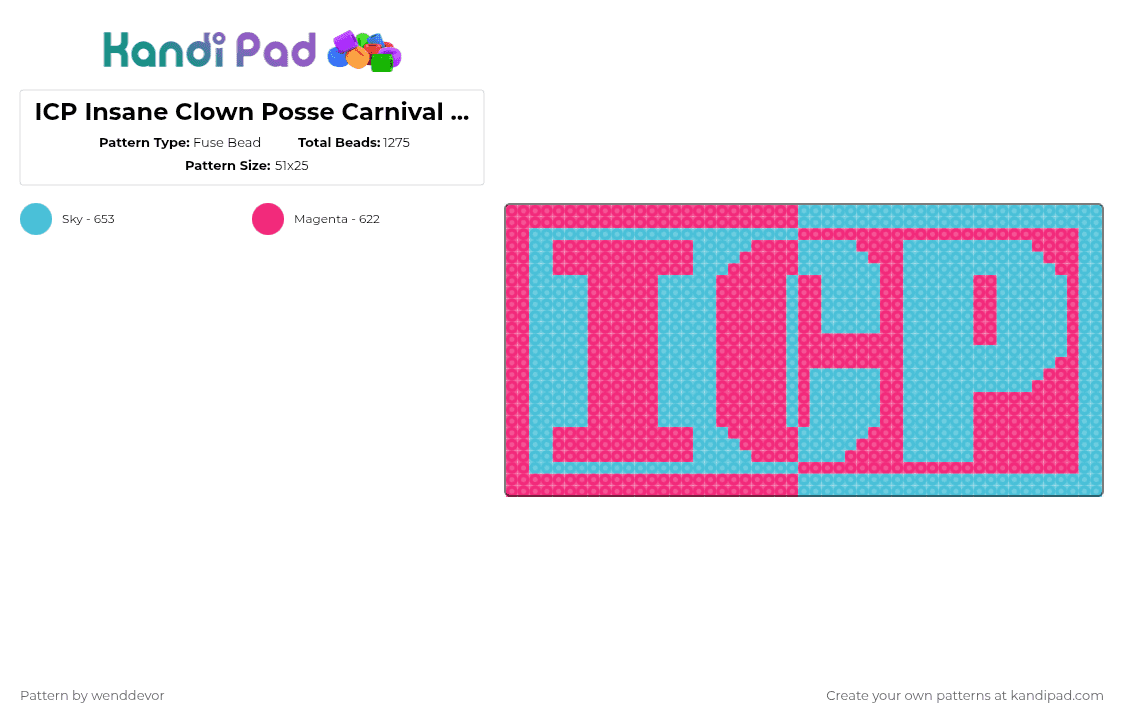 ICP Insane Clown Posse Carnival of Carnage Fuse Bead Pattern - Kandi ...