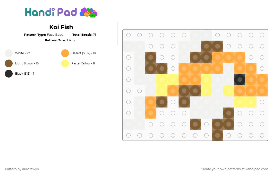 Koi Fish Fuse Bead Pattern - Kandi Pad | Kandi Patterns, Fuse Bead ...
