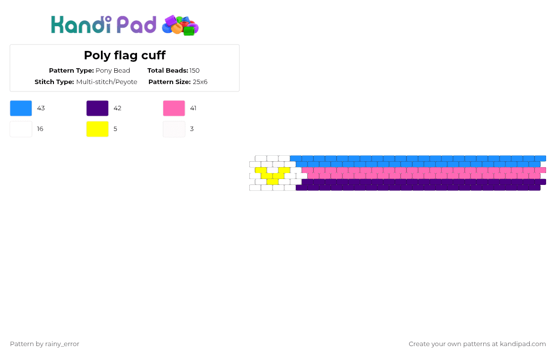 Poly flag cuff Pony Bead Pattern - Kandi Pad | Kandi Patterns, Fuse ...