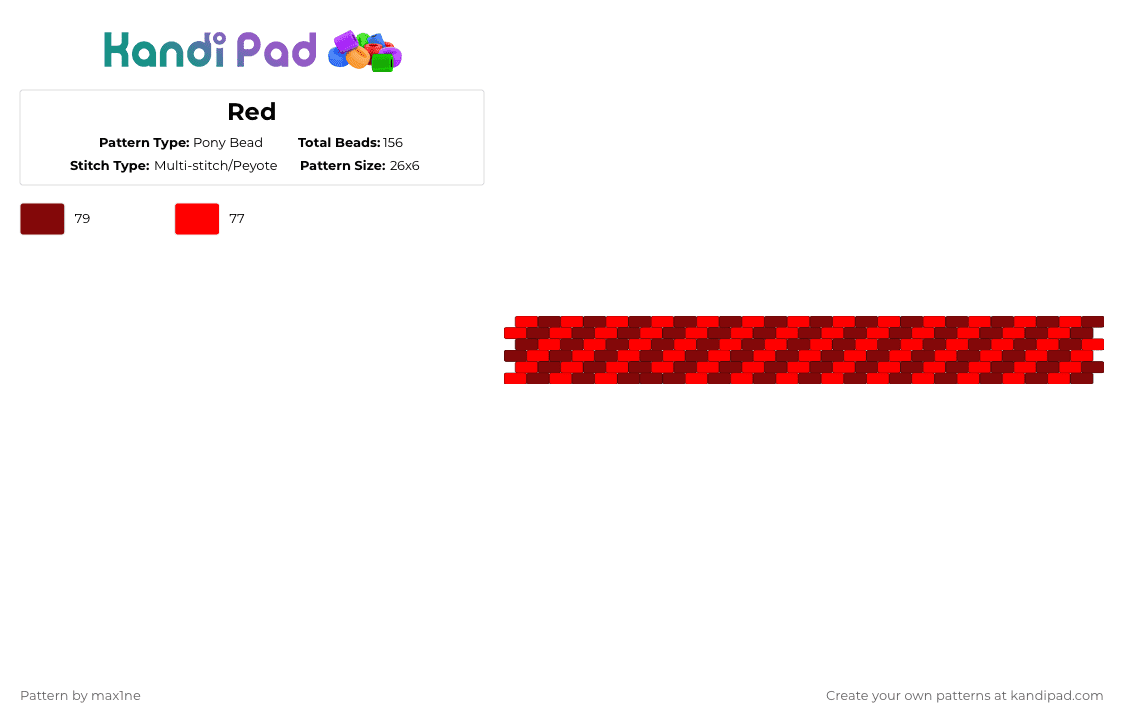 Red Pony Bead Pattern - Kandi Pad | Kandi Patterns, Fuse Bead Patterns ...
