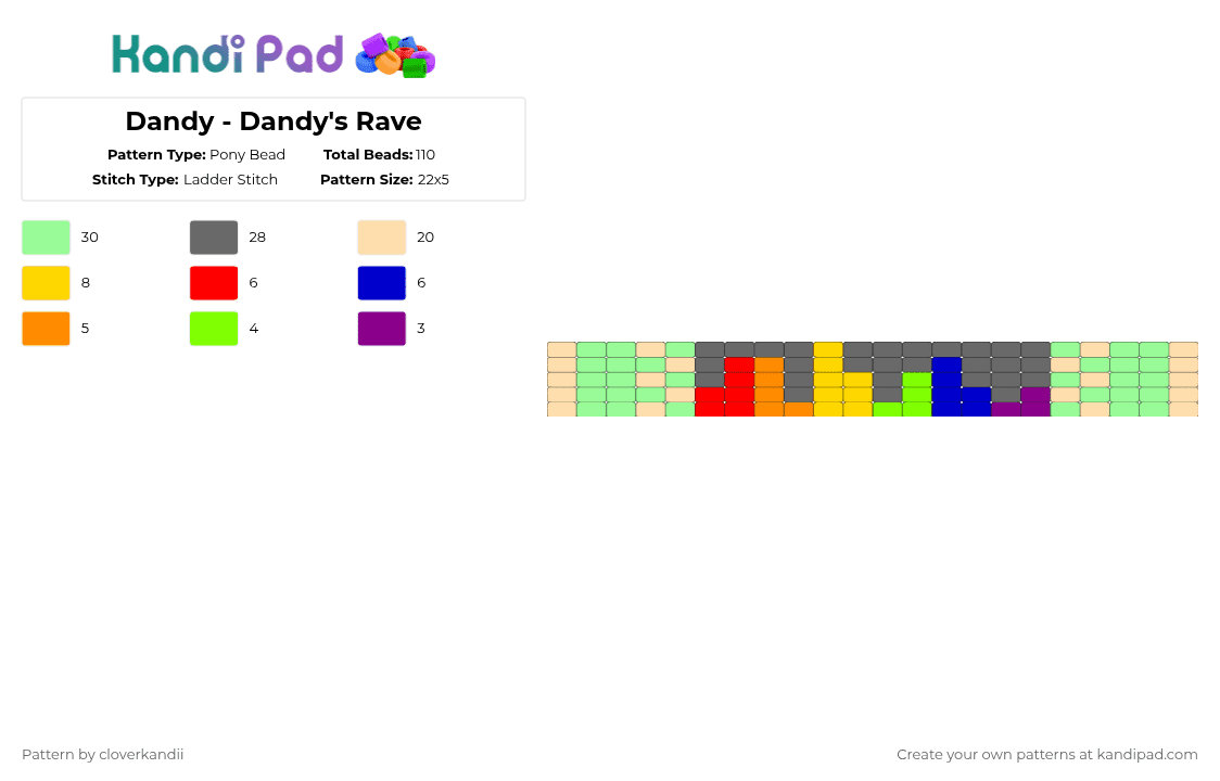 Dandy - Dandy's Rave Pony Bead Pattern - Kandi Pad | Kandi Patterns ...