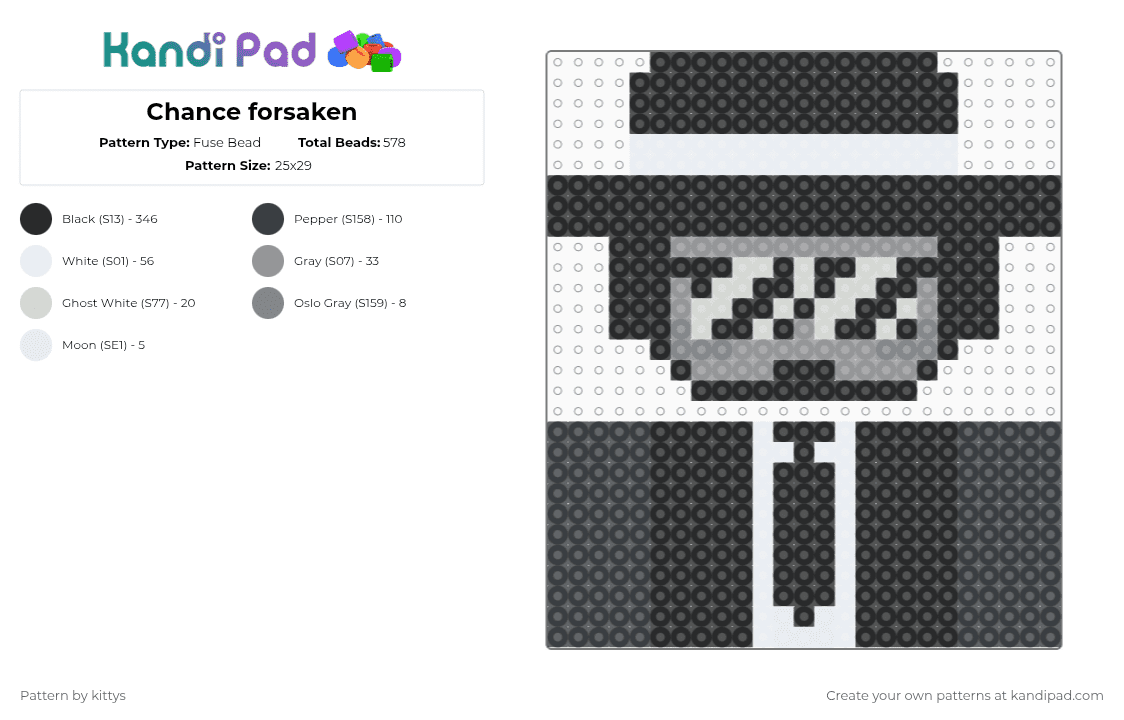 Chance forsaken Fuse Bead Pattern - Kandi Pad | Kandi Patterns, Fuse ...