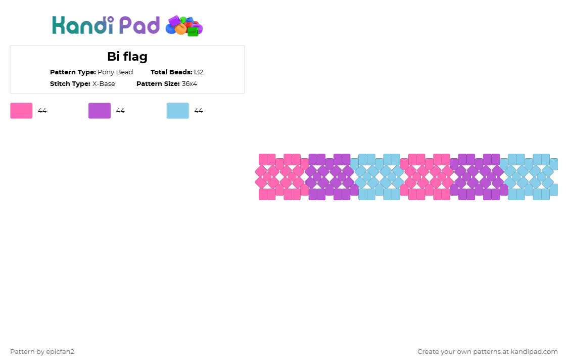 Bi flag Pony Bead Pattern - Kandi Pad | Kandi Patterns, Fuse Bead ...