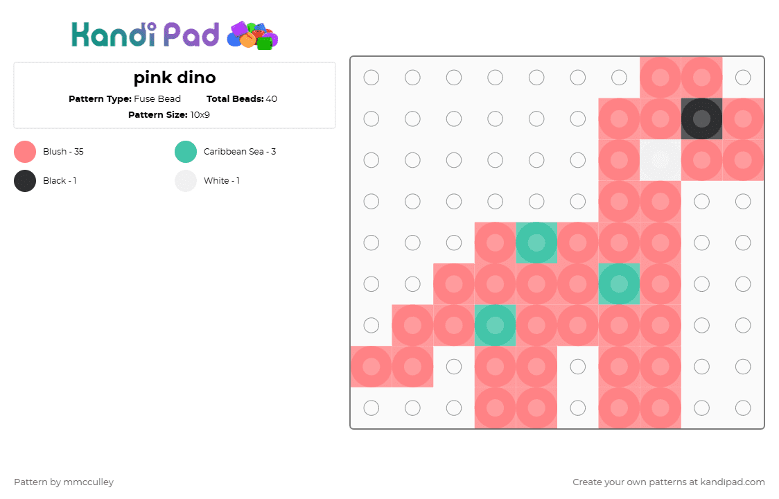 Pink dino Fuse Bead Pattern - Kandi Pad | Kandi Patterns, Fuse Bead ...