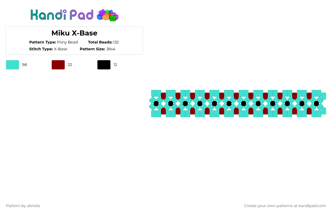 Miku X-Base Pony Bead Pattern - Kandi Pad | Kandi Patterns, Fuse Bead ...