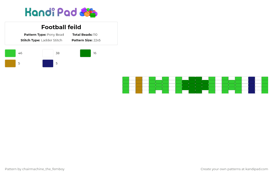 Football feild Pony Bead Pattern - Kandi Pad | Kandi Patterns, Fuse ...