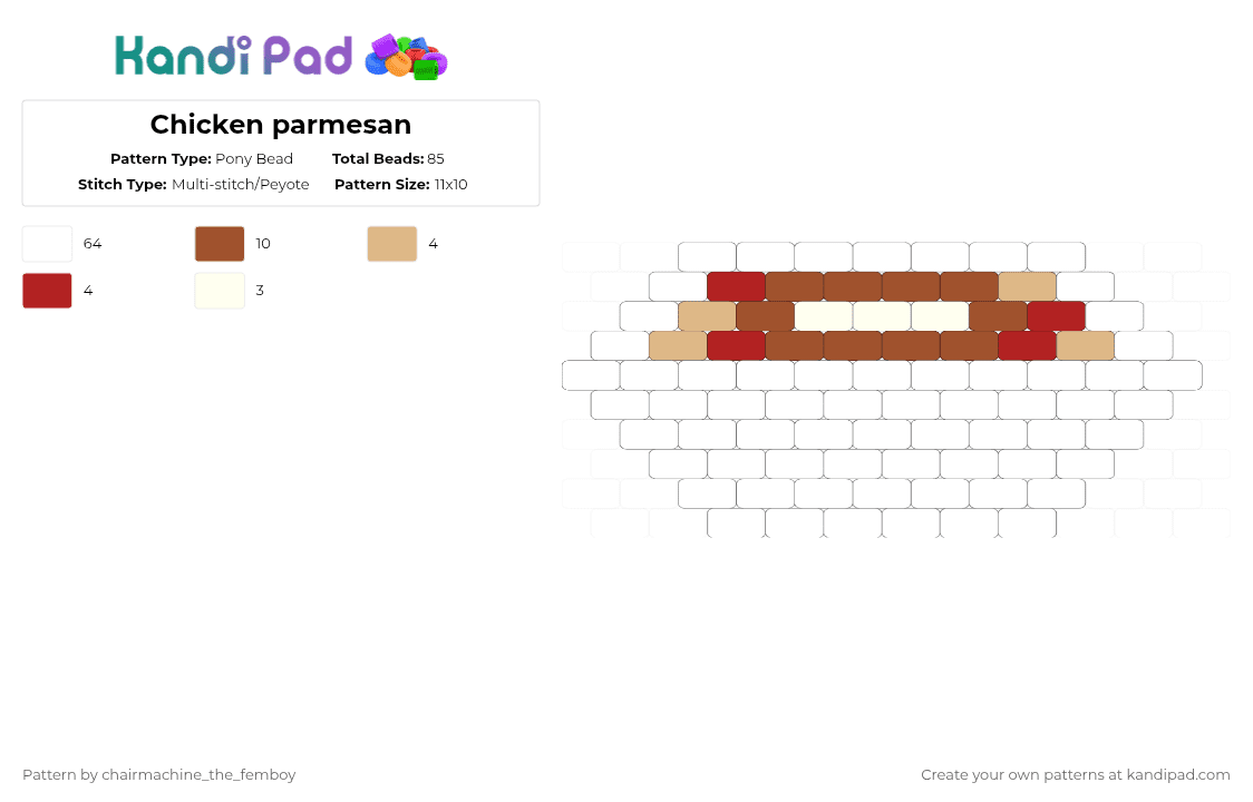 Chicken parmesan Pony Bead Pattern - Kandi Pad | Kandi Patterns, Fuse ...