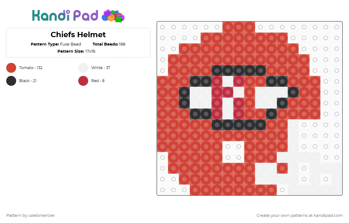 Chiefs Helmet Fuse Bead Pattern - Kandi Pad | Kandi Patterns, Fuse Bead ...