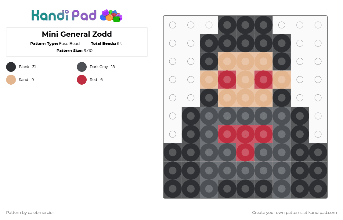 Mini General Zodd Fuse Bead Pattern - Kandi Pad | Kandi Patterns, Fuse ...