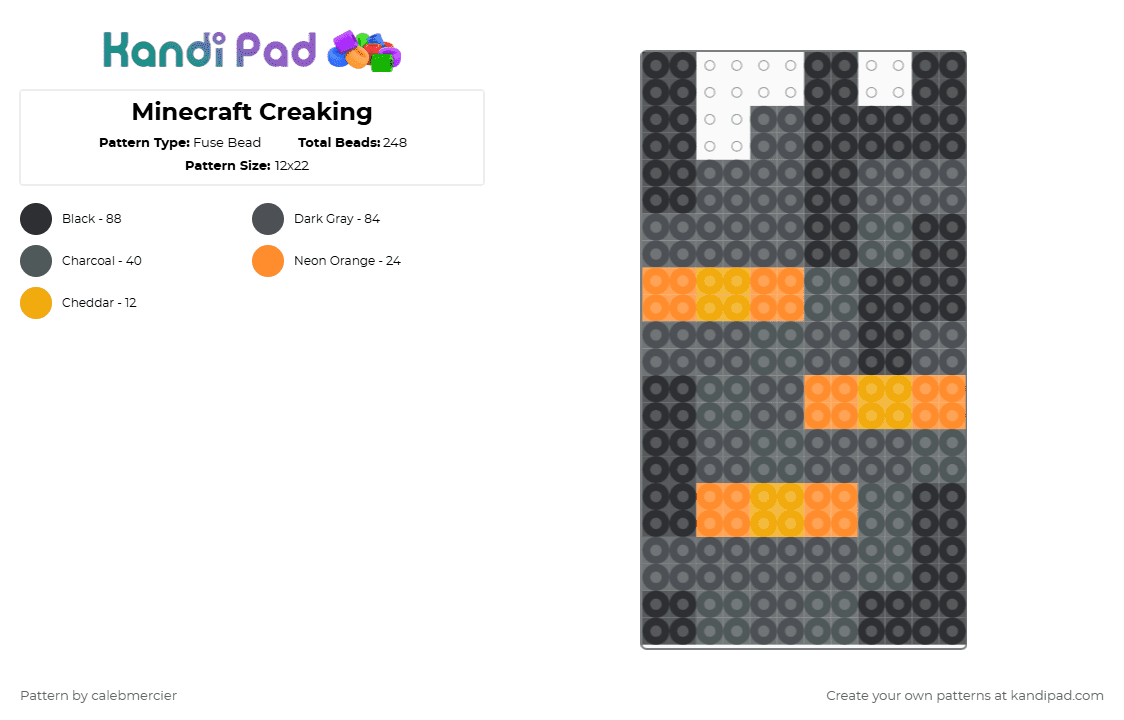 Minecraft Creaking Fuse Bead Pattern - Kandi Pad | Kandi Patterns, Fuse ...