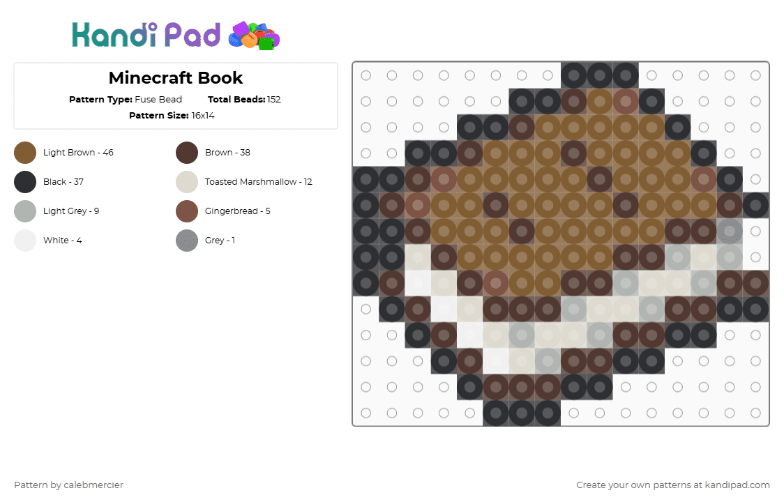 Minecraft Book Fuse Bead Pattern - Kandi Pad | Kandi Patterns, Fuse ...