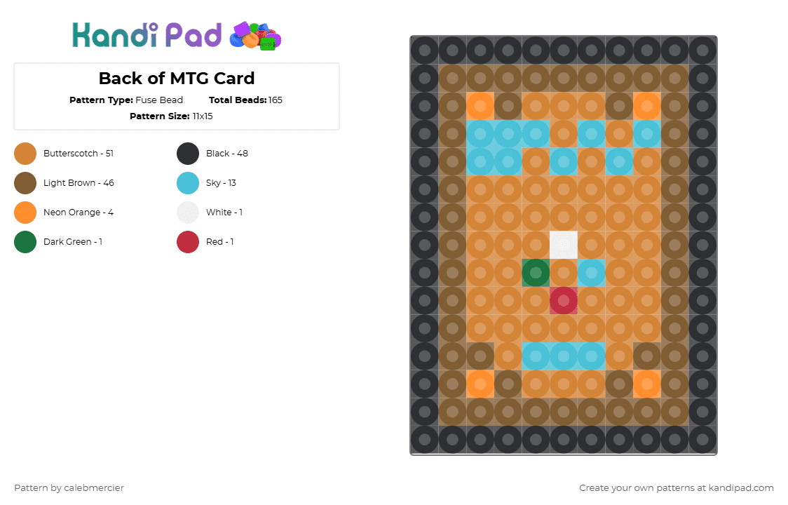 Back of MTG Card Fuse Bead Pattern - Kandi Pad | Kandi Patterns, Fuse ...