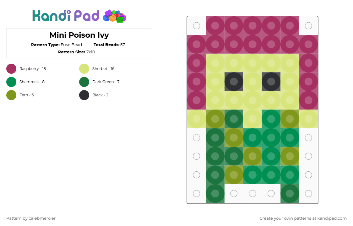 Mini Poison Ivy Fuse Bead Pattern - Kandi Pad | Kandi Patterns, Fuse ...