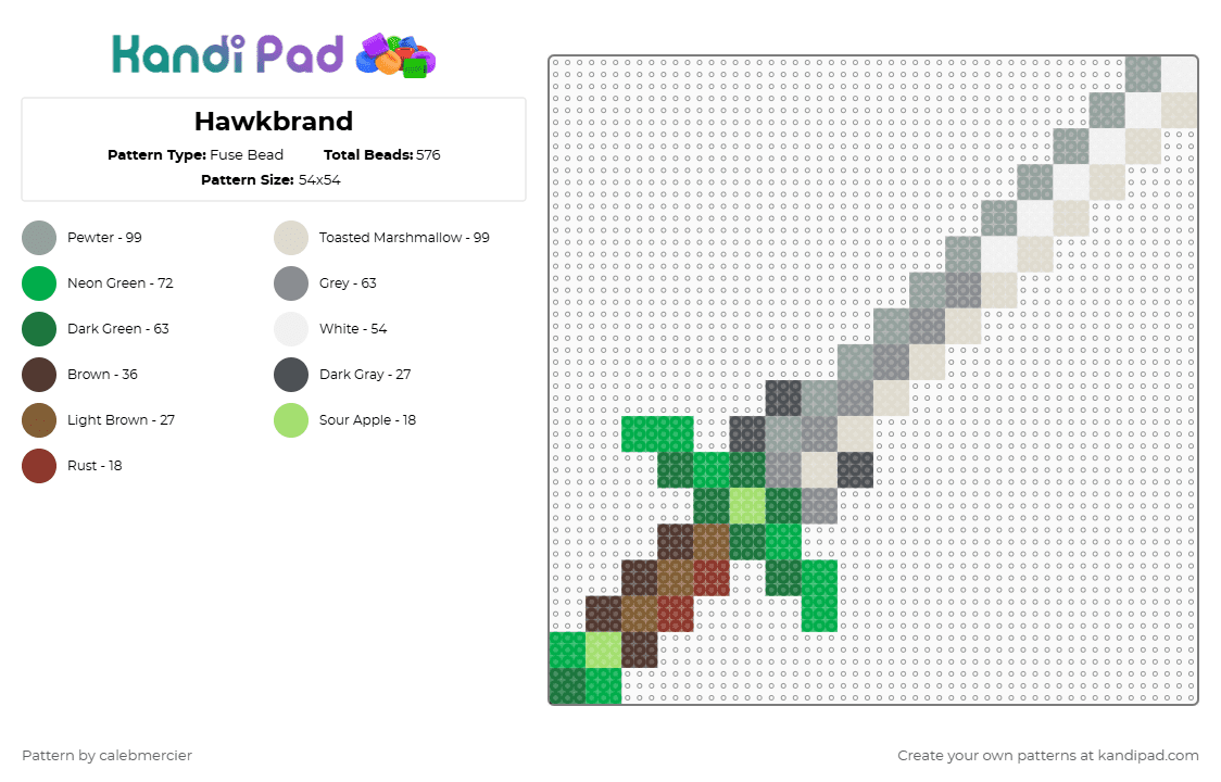 Hawkbrand Fuse Bead Pattern - Kandi Pad | Kandi Patterns, Fuse Bead ...
