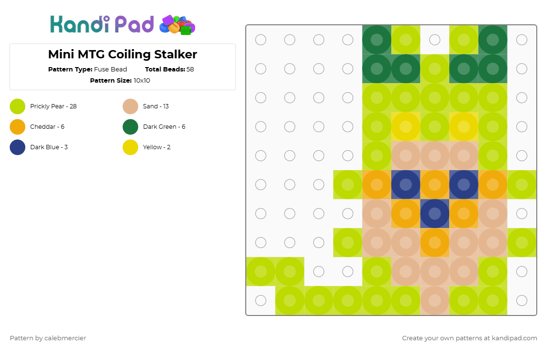 Mini MTG Coiling Stalker Fuse Bead Pattern - Kandi Pad | Kandi Patterns ...