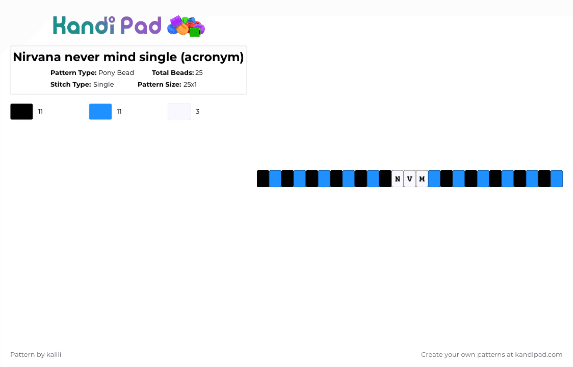 Nirvana never mind single (acronym) Pony Bead Pattern - Kandi Pad ...