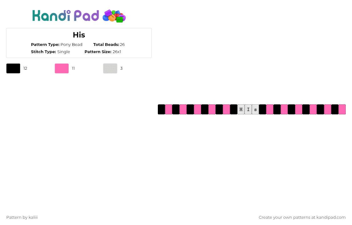 His Pony Bead Pattern - Kandi Pad | Kandi Patterns, Fuse Bead Patterns ...
