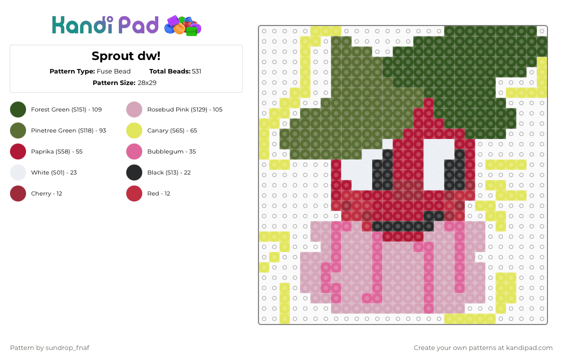 Sprout dw! Fuse Bead Pattern - Kandi Pad | Kandi Patterns, Fuse Bead ...