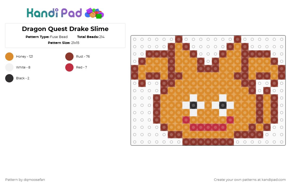 Dragon Quest Drake Slime Fuse Bead Pattern - Kandi Pad | Kandi Patterns ...
