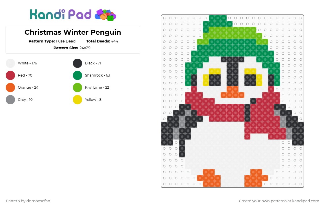 Christmas Winter Penguin Fuse Bead Pattern - Kandi Pad | Kandi Patterns ...