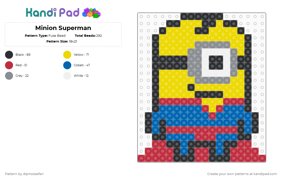 Minion Superman Fuse Bead Pattern - Kandi Pad | Kandi Patterns, Fuse ...