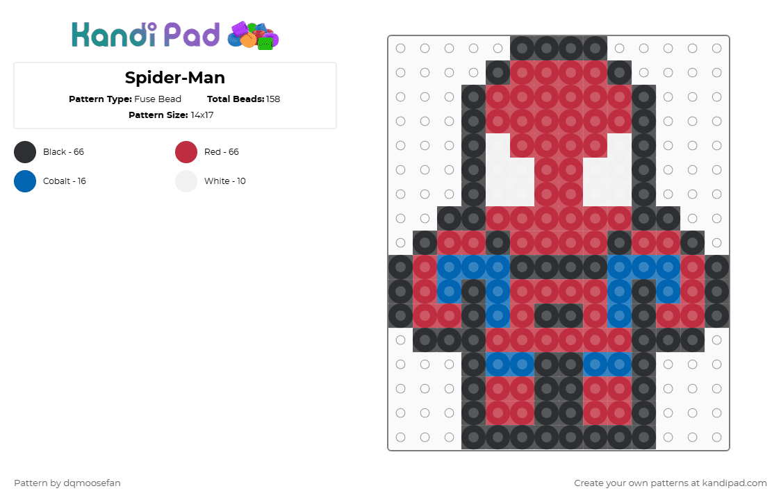 Spider-Man Fuse Bead Pattern - Kandi Pad | Kandi Patterns, Fuse Bead ...