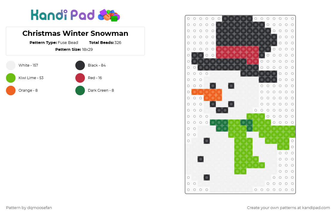 Christmas Winter Snowman Fuse Bead Pattern - Kandi Pad | Kandi Patterns ...