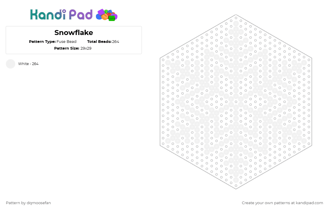 Snowflake Fuse Bead Pattern - Kandi Pad | Kandi Patterns, Fuse Bead ...