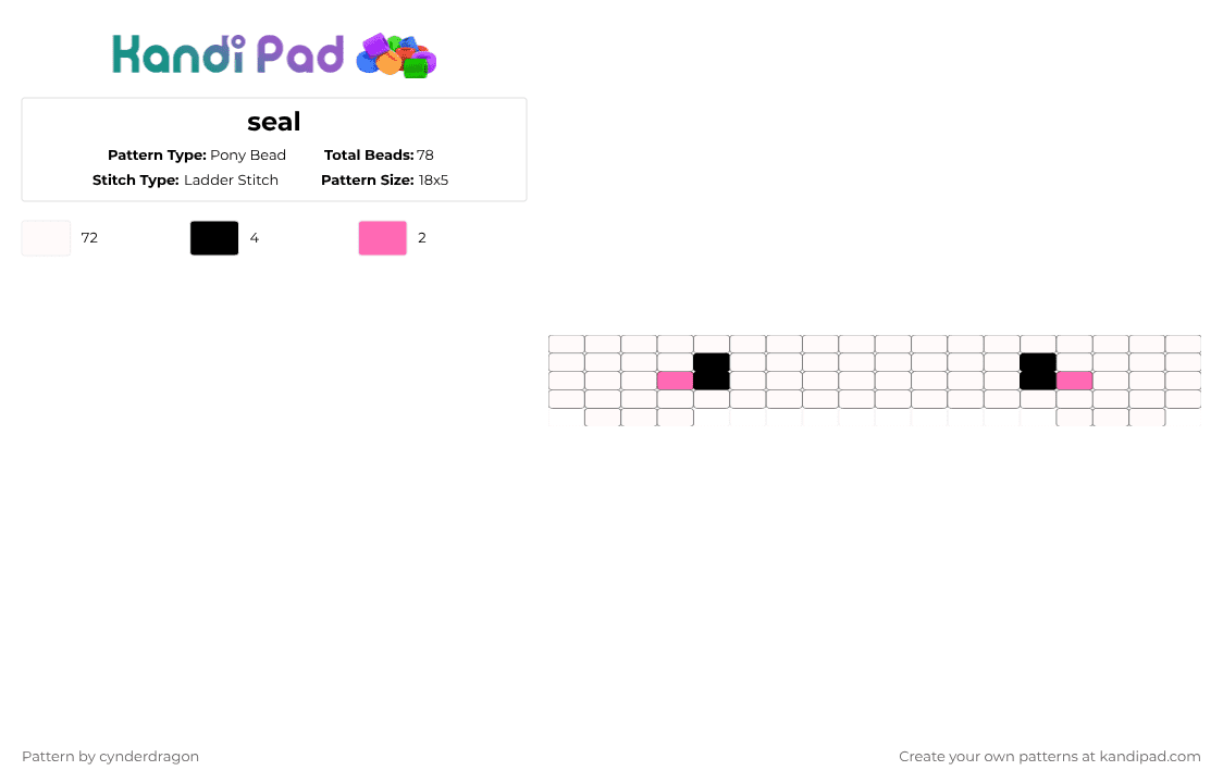 Seal Pony Bead Pattern - Kandi Pad | Kandi Patterns, Fuse Bead Patterns ...