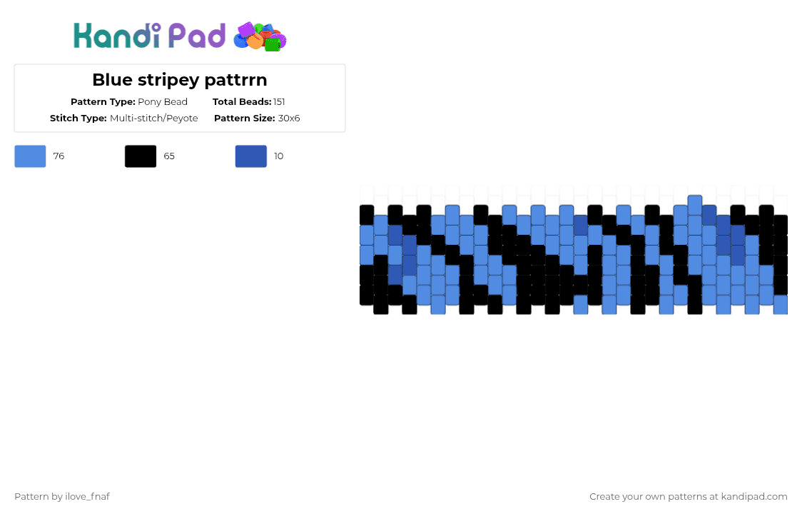 Blue stripey pattrrn Pony Bead Pattern - Kandi Pad | Kandi Patterns ...