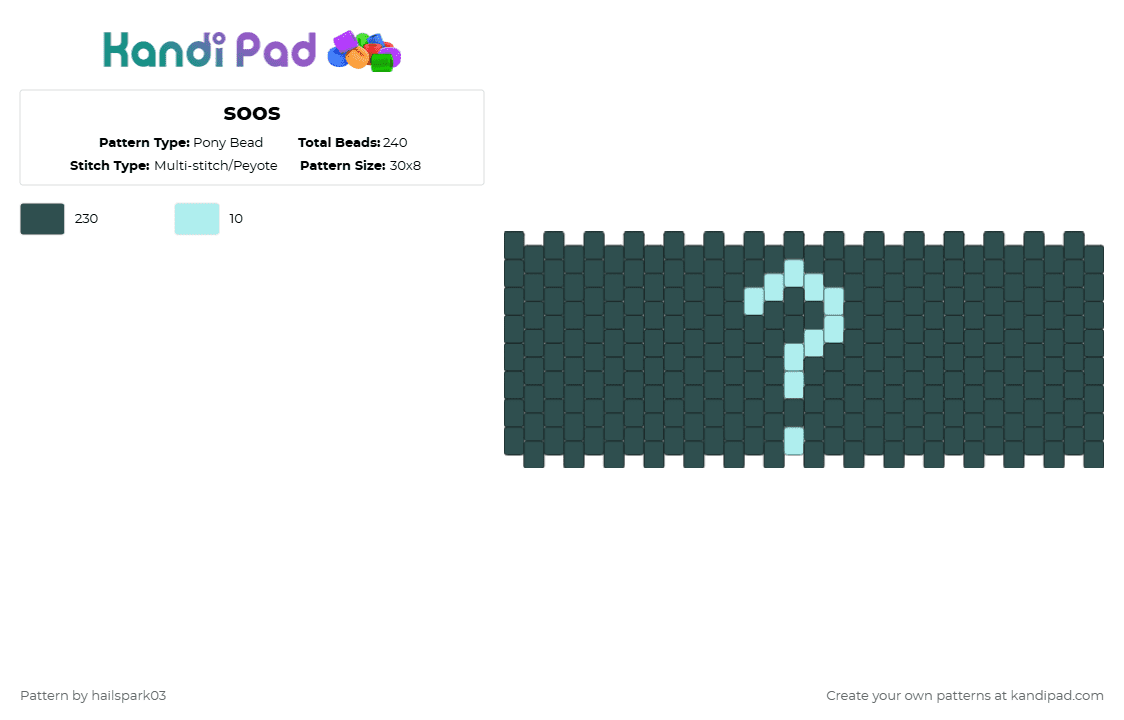 Soos Pony Bead Pattern - Kandi Pad | Kandi Patterns, Fuse Bead Patterns ...