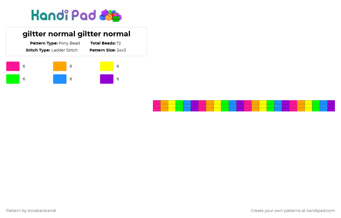 Giltter normal giltter normal Pony Bead Pattern - Kandi Pad | Kandi ...