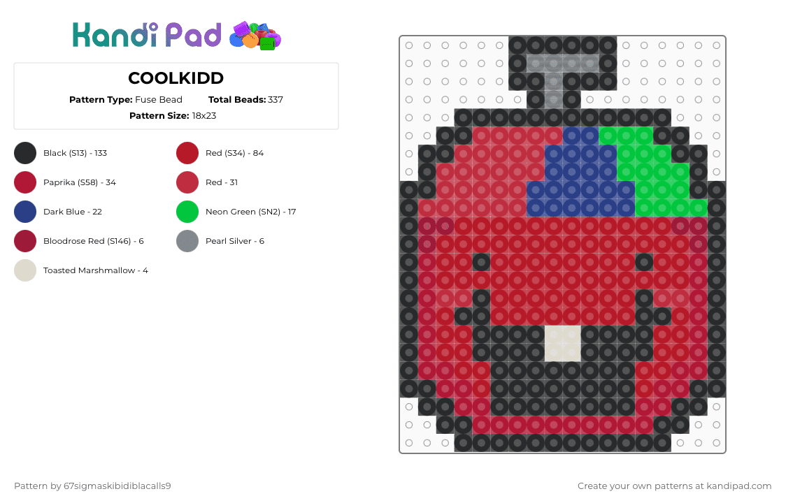 COOLKIDD Fuse Bead Pattern - Kandi Pad | Kandi Patterns, Fuse Bead ...