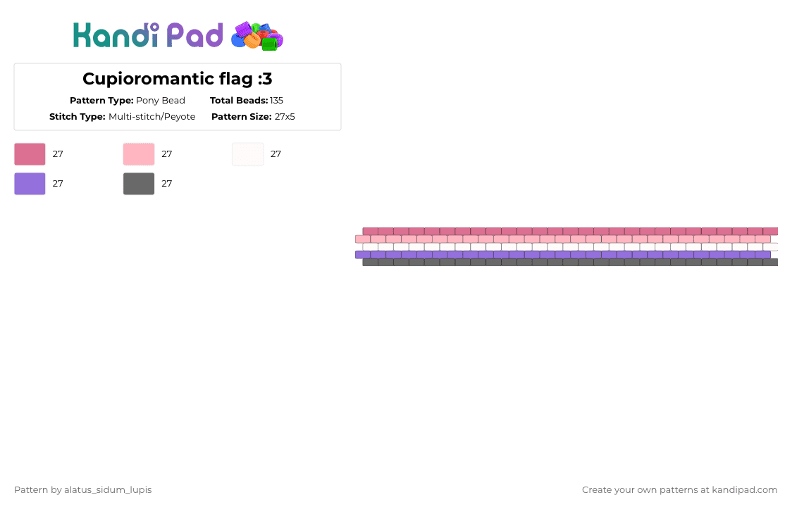 Cupioromantic flag :3 Pony Bead Pattern - Kandi Pad | Kandi Patterns ...