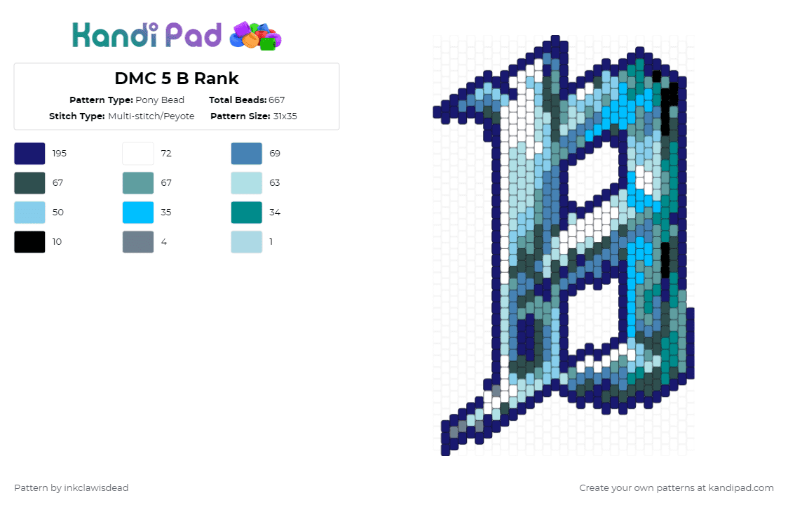 DMC 5 B Rank Pony Bead Pattern - Kandi Pad | Kandi Patterns, Fuse Bead ...