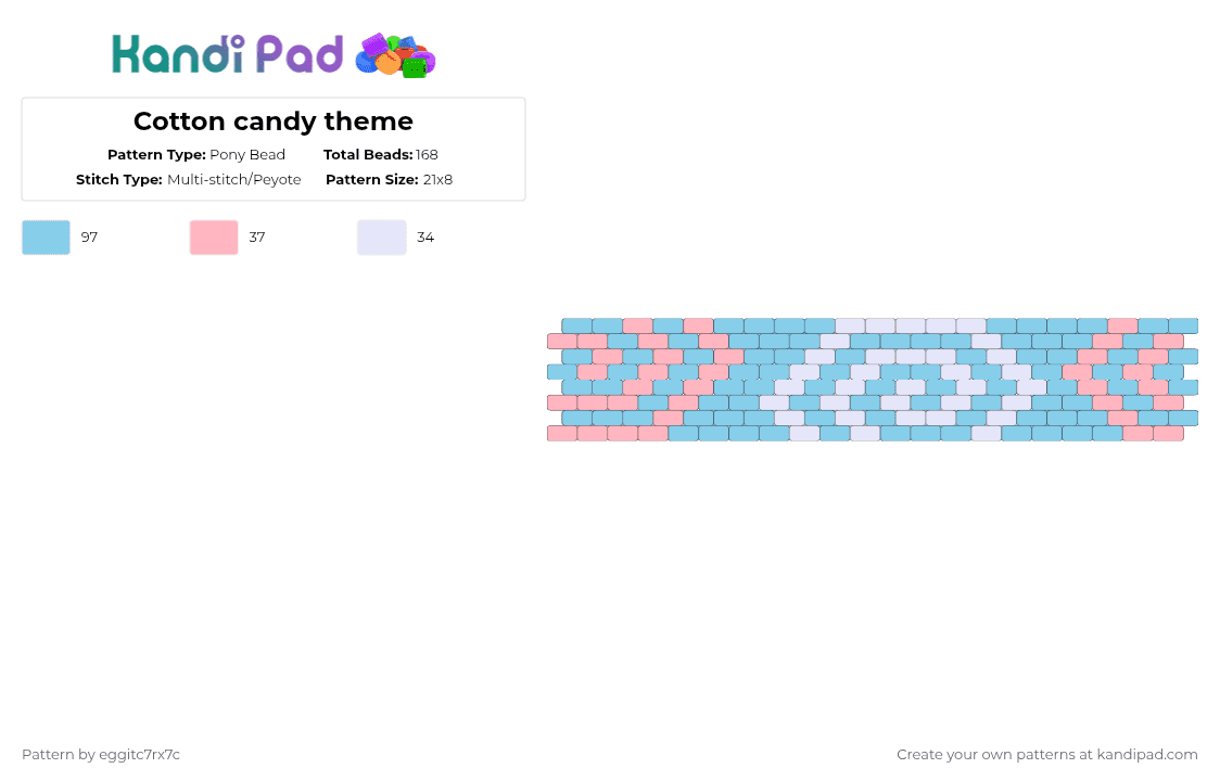 Cotton candy theme Pony Bead Pattern - Kandi Pad | Kandi Patterns, Fuse ...
