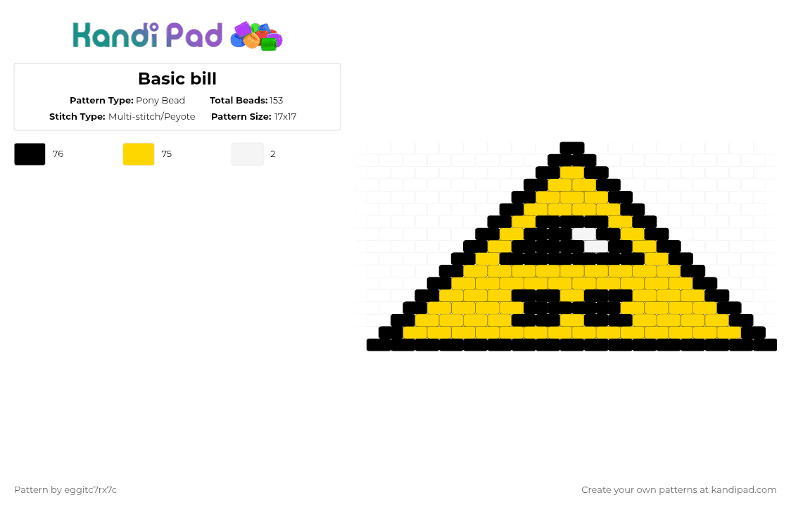 Basic bill Pony Bead Pattern - Kandi Pad | Kandi Patterns, Fuse Bead ...
