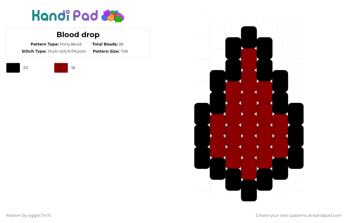 Blood drop Pony Bead Pattern - Kandi Pad | Kandi Patterns, Fuse Bead ...