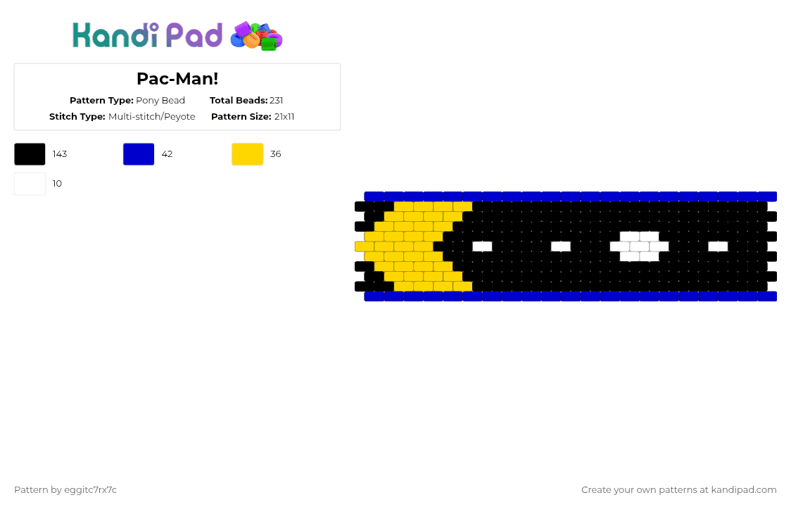 Pac-Man! Pony Bead Pattern - Kandi Pad | Kandi Patterns, Fuse Bead ...