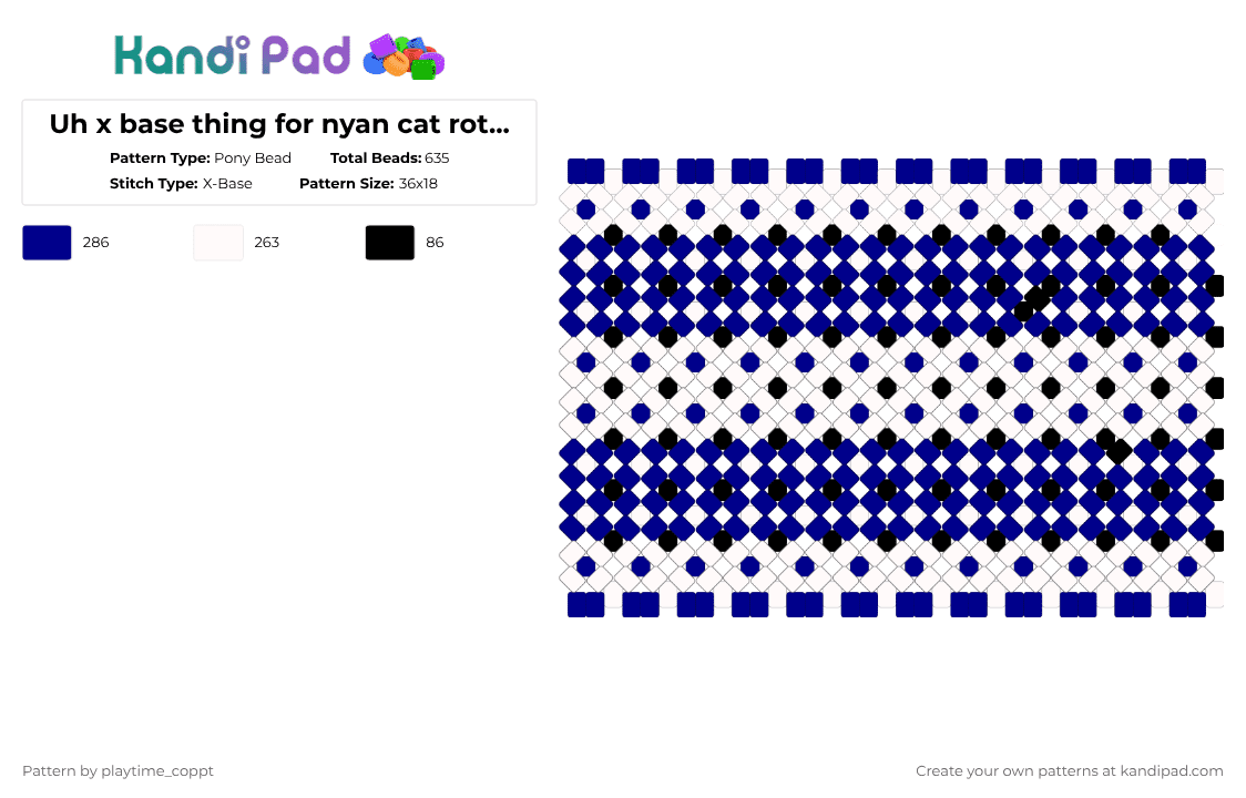 Uh x base thing for nyan cat rotateur wip,, Pony Bead Pattern - Kandi ...