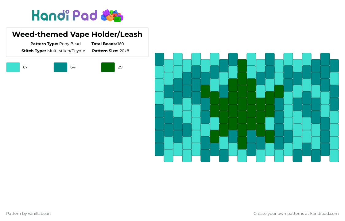 Weed-themed Vape Holder/Leash Pony Bead Pattern - Kandi Pad | Kandi ...