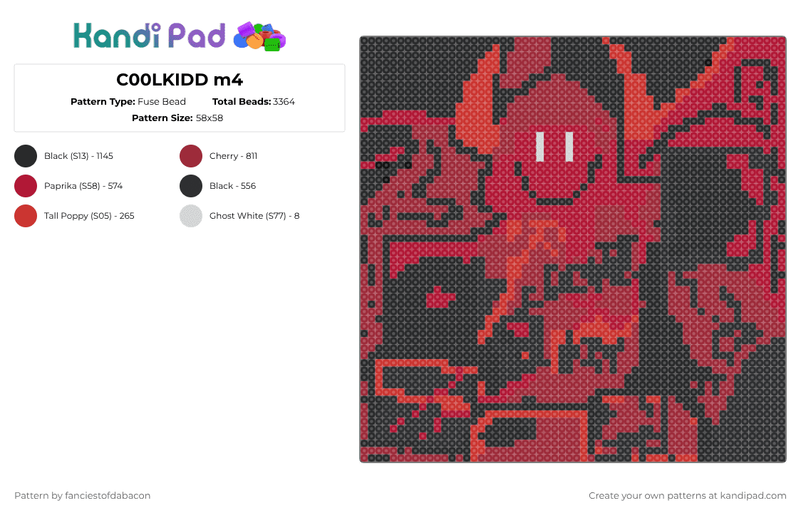 C00LKIDD m4 Fuse Bead Pattern - Kandi Pad | Kandi Patterns, Fuse Bead ...