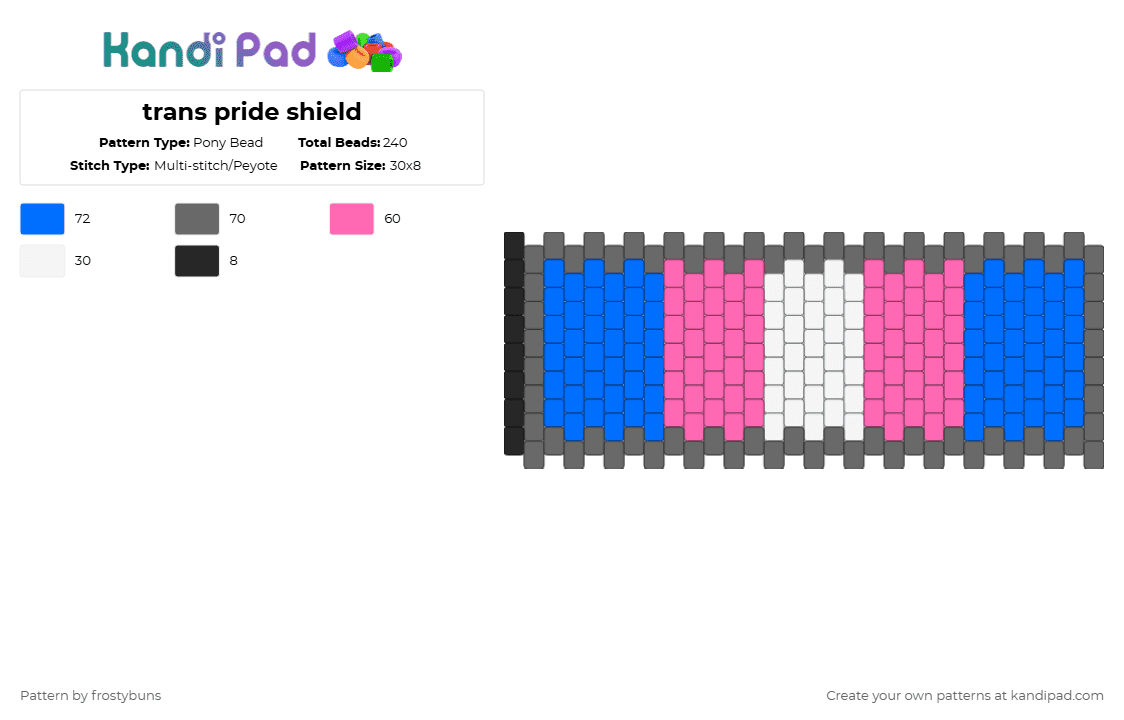 Trans pride shield Pony Bead Pattern - Kandi Pad | Kandi Patterns, Fuse ...