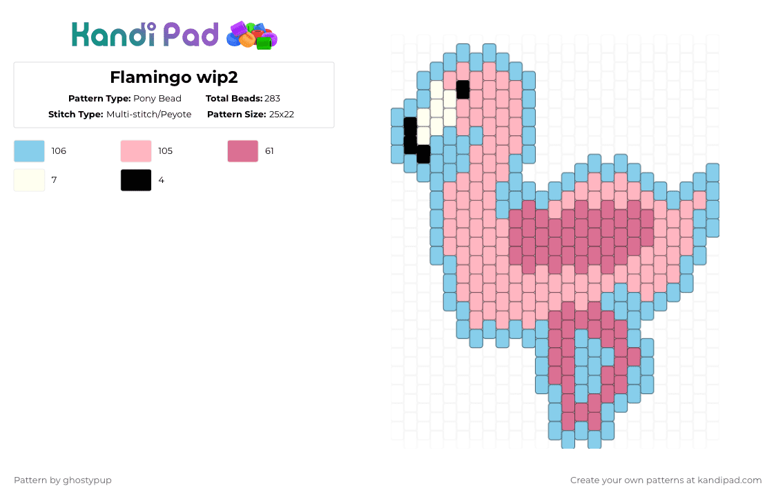 Flamingo wip2 Pony Bead Pattern - Kandi Pad | Kandi Patterns, Fuse Bead ...