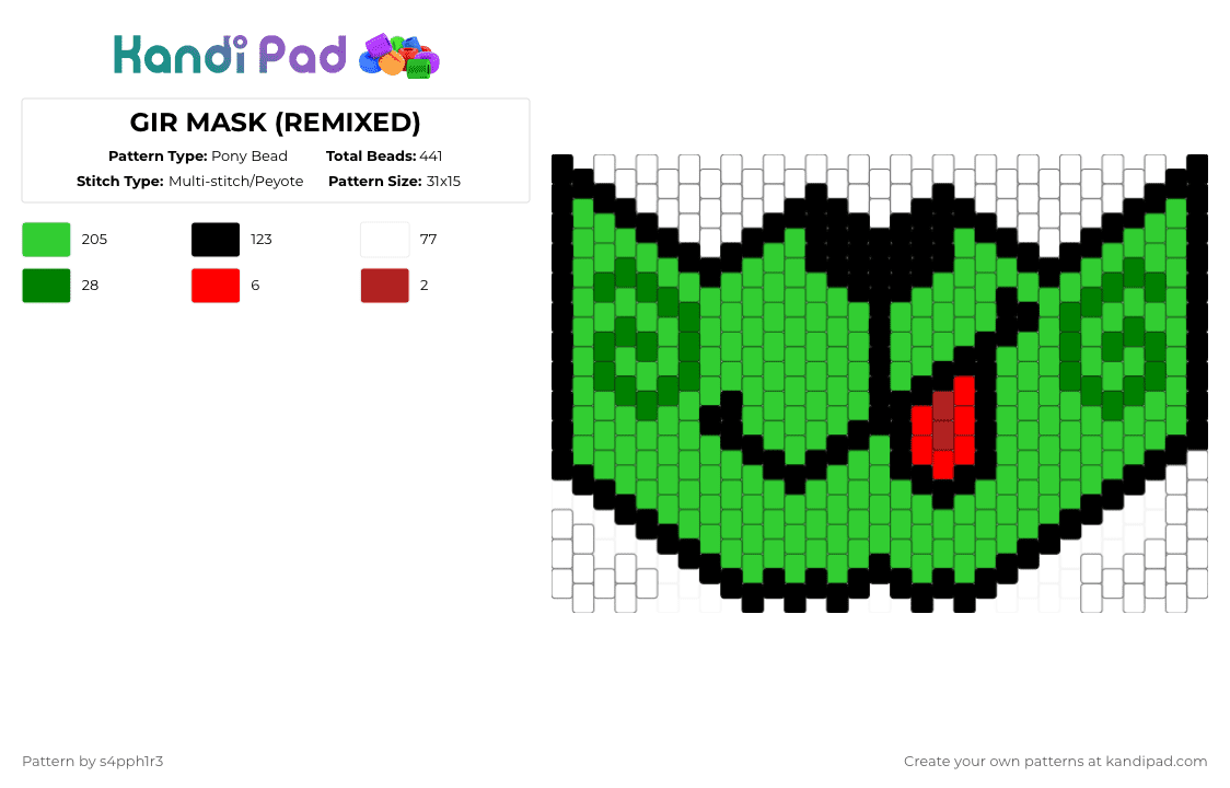 Cat Mask Pony Bead Patterns - Gallery - Kandi Pad | Kandi Patterns ...